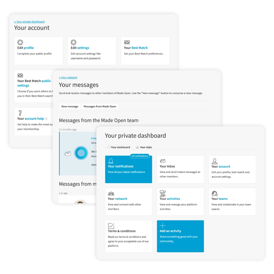 Member dashboard - Made Open